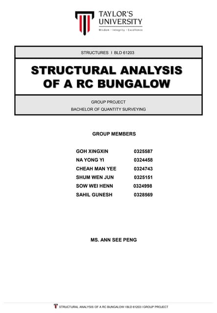 Building Structure - Structural Analysis of a bungalow | PDF | Civil Engineering Industry ...