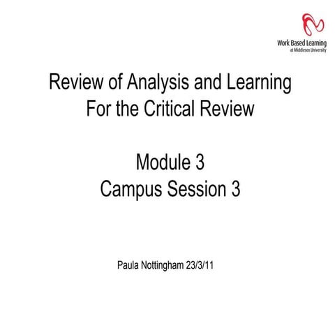 Final 23.3.12 cs3 mod 3 review of analysis and learning 3760 | PPT