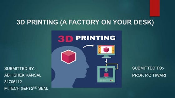 3D PRINTING TECHNOLOGY.pptx | 3-D Graphics | Computer Software and ...