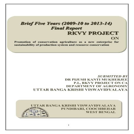 rkvy project on conservation agriculture-Pijush Kanti Mukherjee | PDF