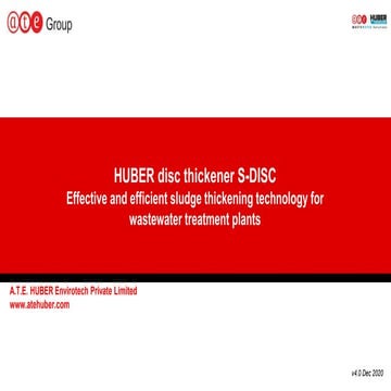 HUBER disc thickener S-DISC: Effective and efficient sludge thickening ...