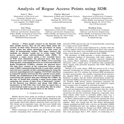 Analysis Of Rogue Access Points Using Software Defined Radio Pdf
