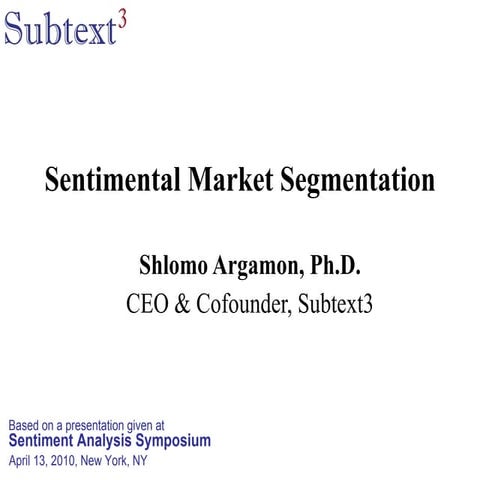 Sentimental Market Segmentation | PPT