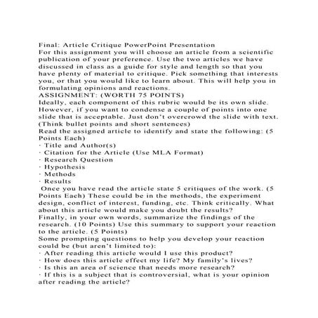 Final Article Critique PowerPoint PresentationFor this assignme.docx