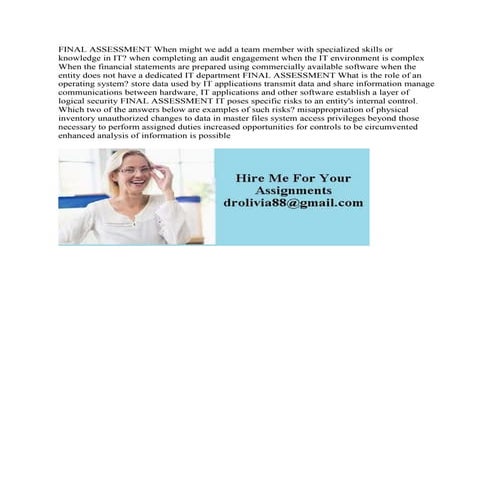 FINAL ASSESSMENT When might we add a team member with specialized skil.docx