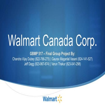 Walmart Canada Corp Supply Chain Improvement Ppsx