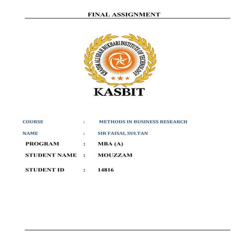 METHODS IN BUSINESS RESEARCH ASSIGNMENT | PDF