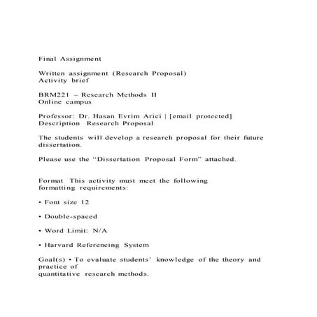 Final Assignment Written assignment (Research Proposal) | DOCX