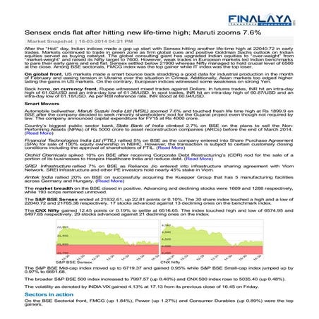 Finalaya daily wrap_18mar2014 | PDF