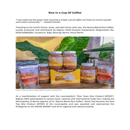 Bagnos Multi Purpose Cooperative Producer of Banna Blend Rice Coffee | PDF