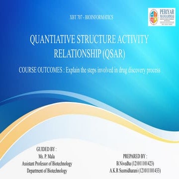 Quantitative Structure Activity Relationship | PPT
