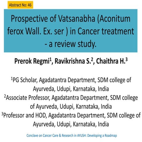 Prospective of Vatsanabha (Aconitum ferox Wall. Ex. ser ) in Cancer ...