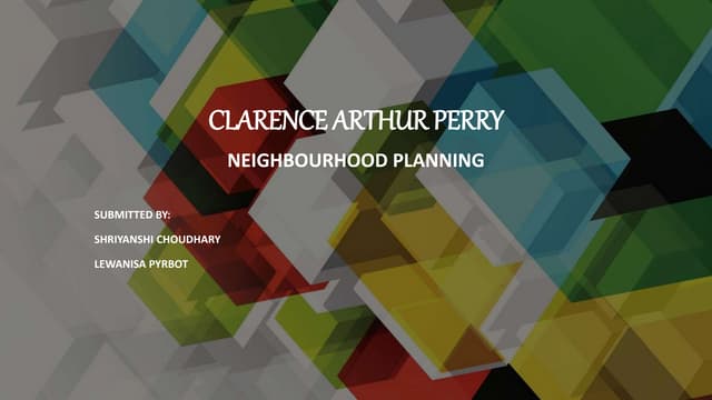 Neighbourhood unit (Clarence Perry) | PDF