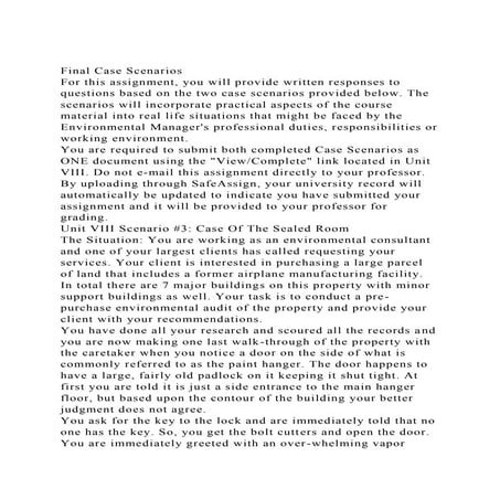 Final Case Scenarios For this assignment, you will provide writt.docx