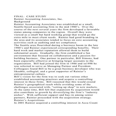 FINAL CASE STUDY Rainier Accounting Associates, Inc.Backgrou.docx