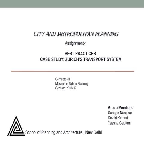 city & metropolitan planning Zurich,Switzerland | PPTX