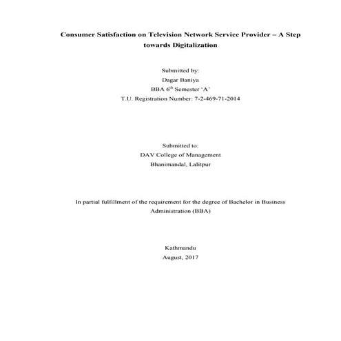 Consumer satisfaction on television network service provider- A Step ...