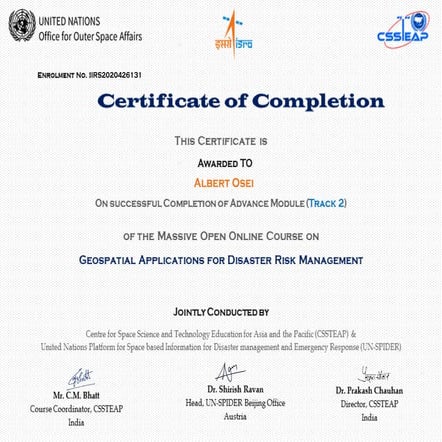 UNOOSA final course certificate | PPT