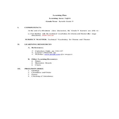 Technical vocabulary for drama and theater | PPTX