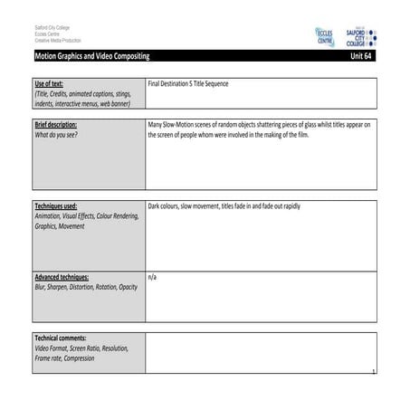 Motion graphics worksheet e4 | DOC