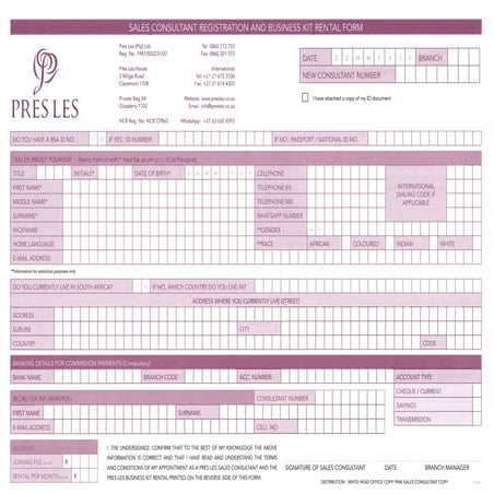 Pres Les Sales Consultant Registration and Business Kit Rental Form.pdf