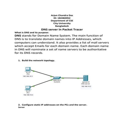 Dns Server Config On Cisco Packet Tracer Pdf Computer Networking