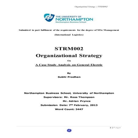 Case Study Analysis on General Electric | DOCX