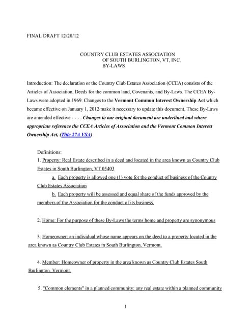 Apartment Association Byelaws Template | DOC