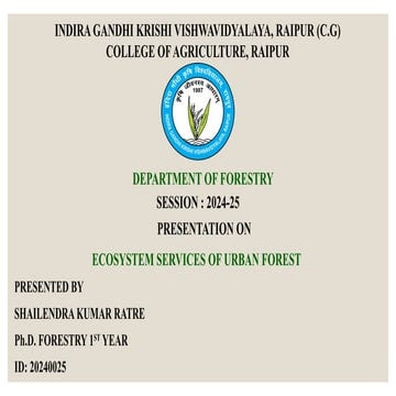 Ecosystem Services Of Urban Forest Pptx