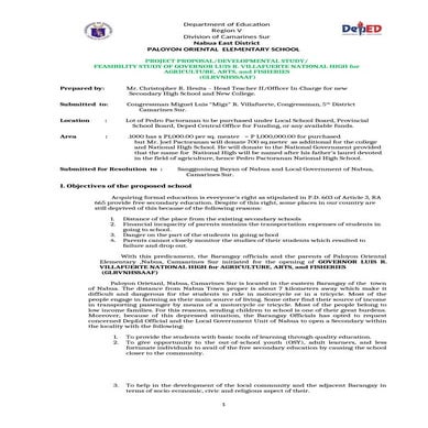 Final Edited High School Project Proposal Governor Luis R. Villafuerte ...