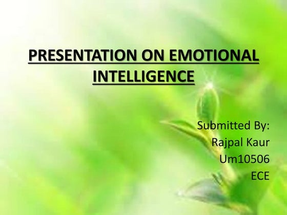 Understanding the Emotional Intelligence | PPT