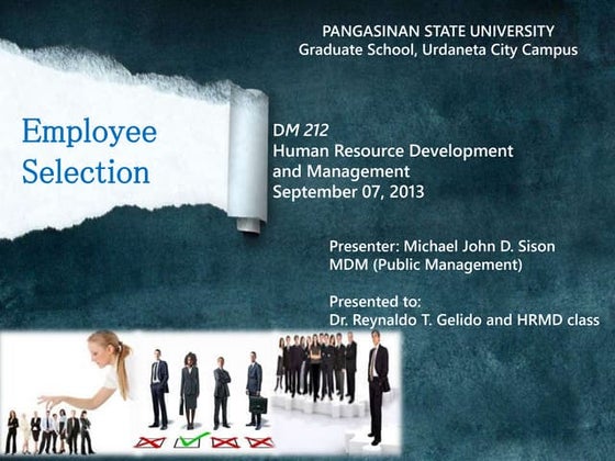 Selection of Employees- Human Resource Management | PPT