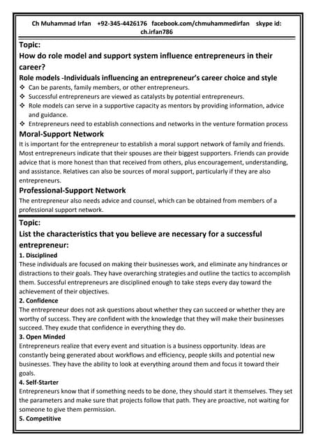 Traits of an entrepreneur | DOCX | Startups | Business