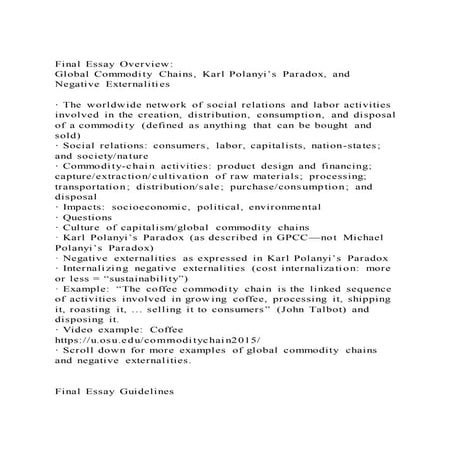 Final Essay Overview Global Commodity Chains, Karl Polanyi’s Pa | DOCX