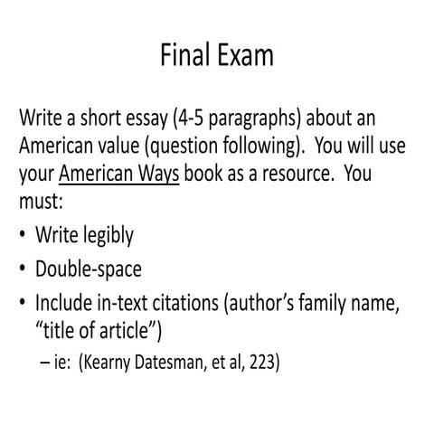 90 Writing Final Exam Spring 2014 | PPT