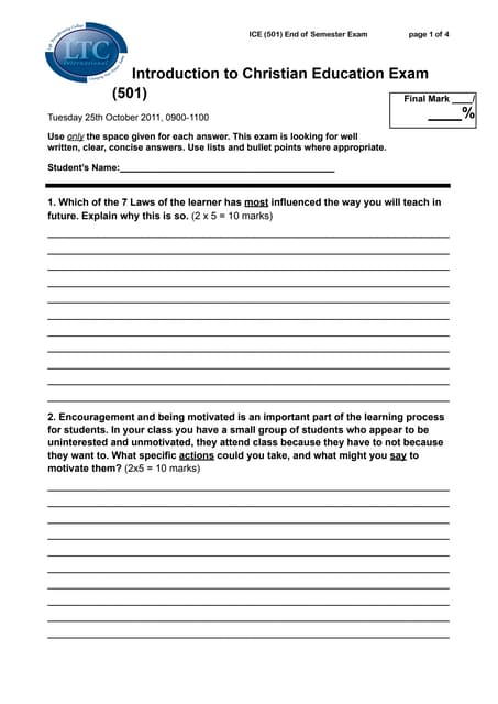 Nursery Exams.docx | Educational Assessment | Education