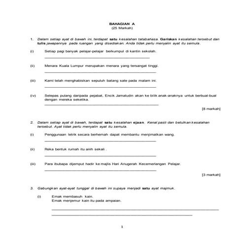 PEPERIKSAAN AKHIR BM TING 1 2014Final exam bm | DOCX