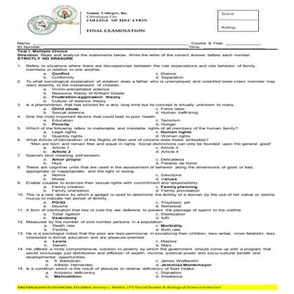 Final exam in trends and issues | DOCX