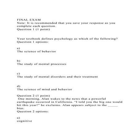 FINAL EXAMNote It is recommended that you save your response as.docx ...