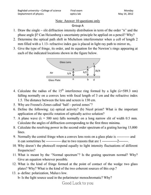 Air wedge interference | DOCX