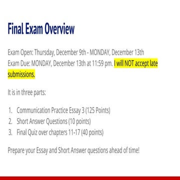 Final exam overview | PPT