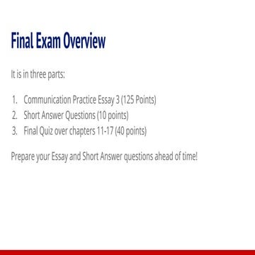 Final exam overview | PDF