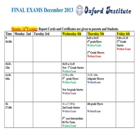 Final exams december 2013 blog | PPT