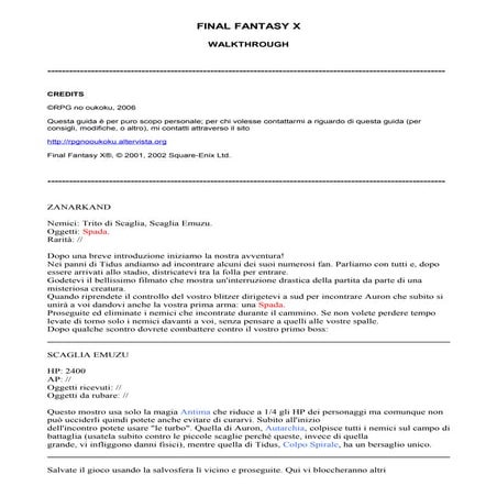Final Fantasy X - Guida completa | PDF