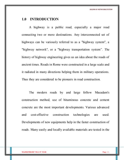HIGHWAY NETWORK SYSTEM | PPTX