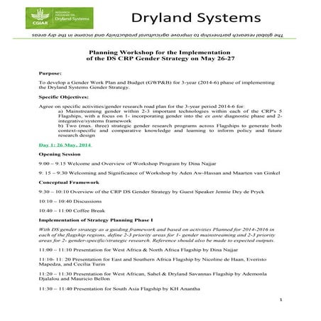 Gender Workshop Agenda | PDF
