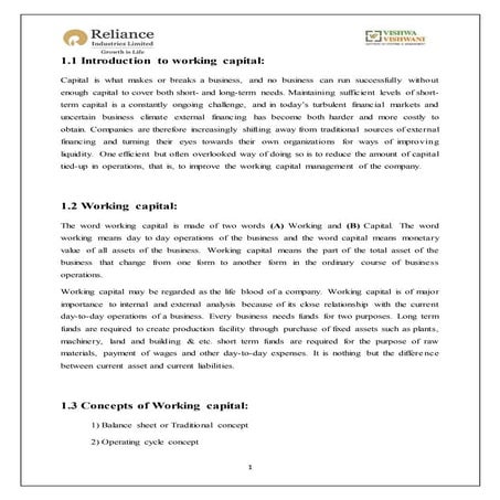 Introduction to working capital | PDF