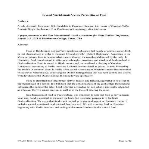 Final food paper Arushi & Esha | PDF