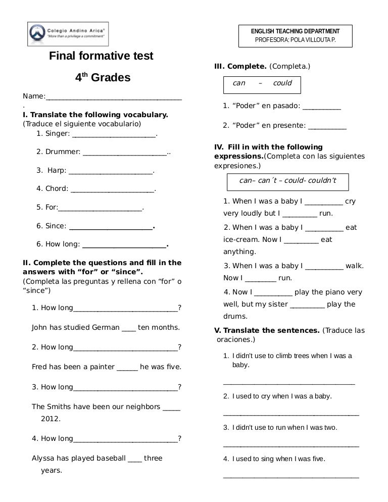 Final Formative Test