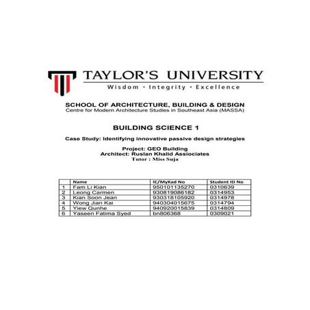 BUILDING SCIENCE 1 PTM GEO 1 | PDF